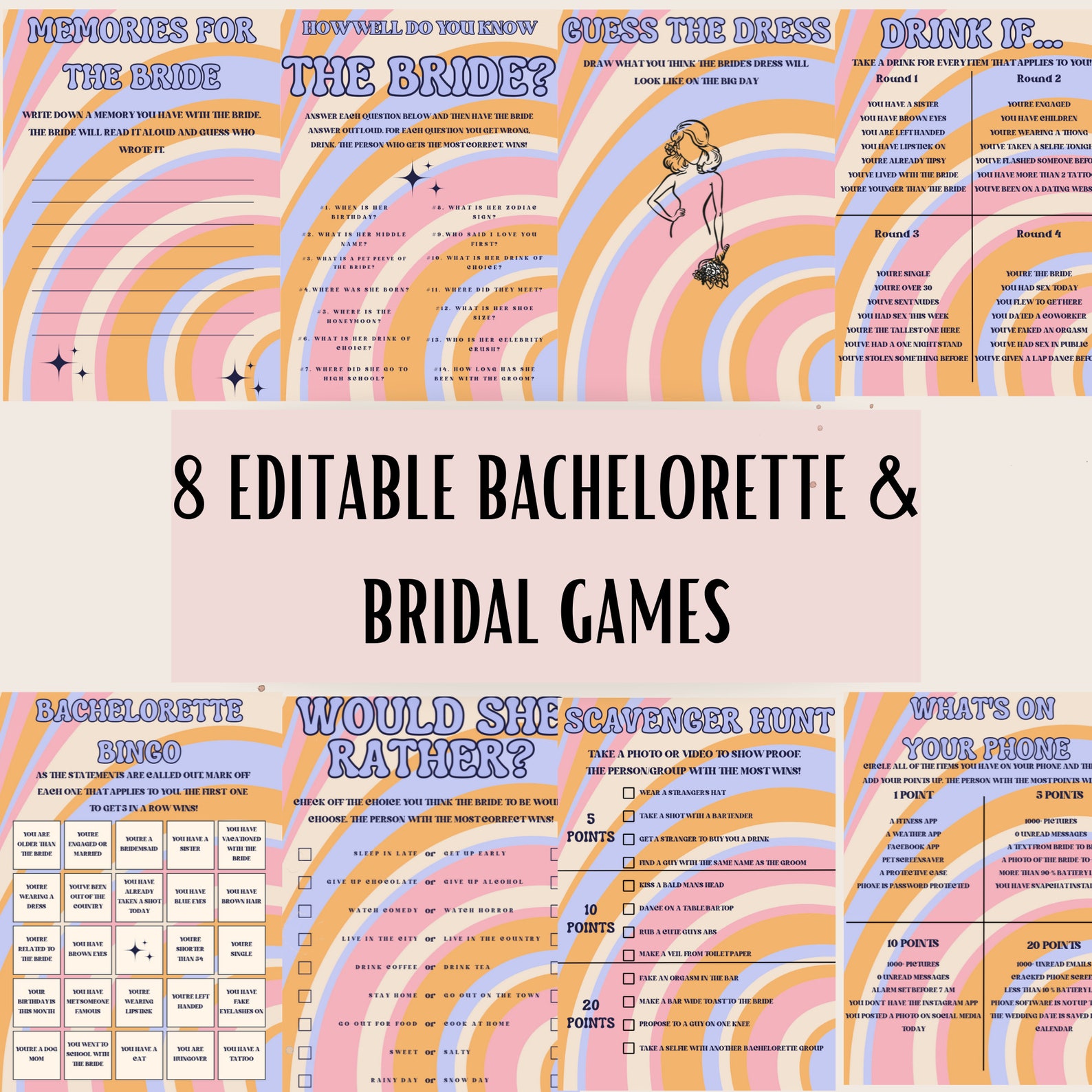 Editable Dazed and Engaged Bachelorette Party Games, Last Disco ...