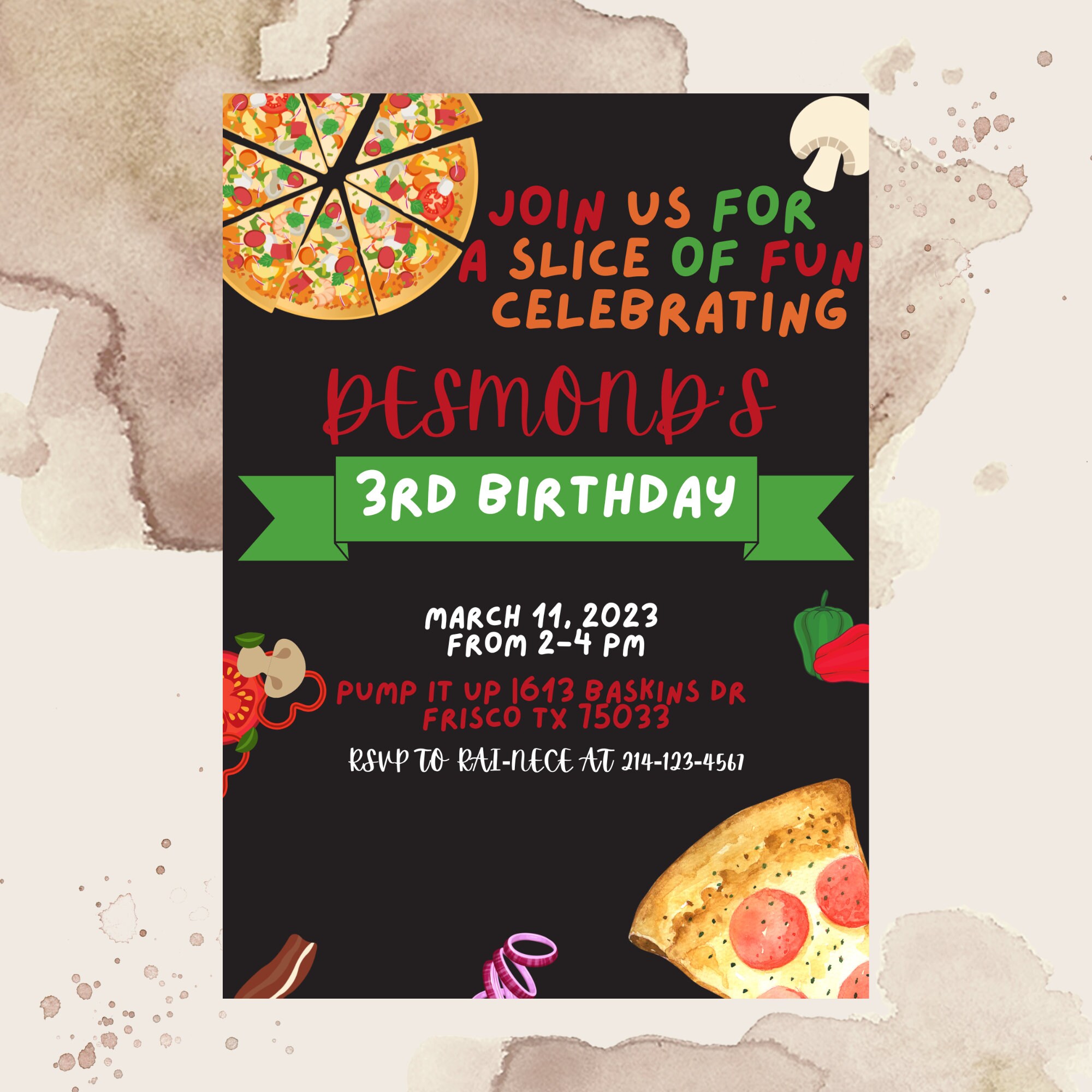 Editable Pizza Party Birthday Invitation Template, Printable Snack ...