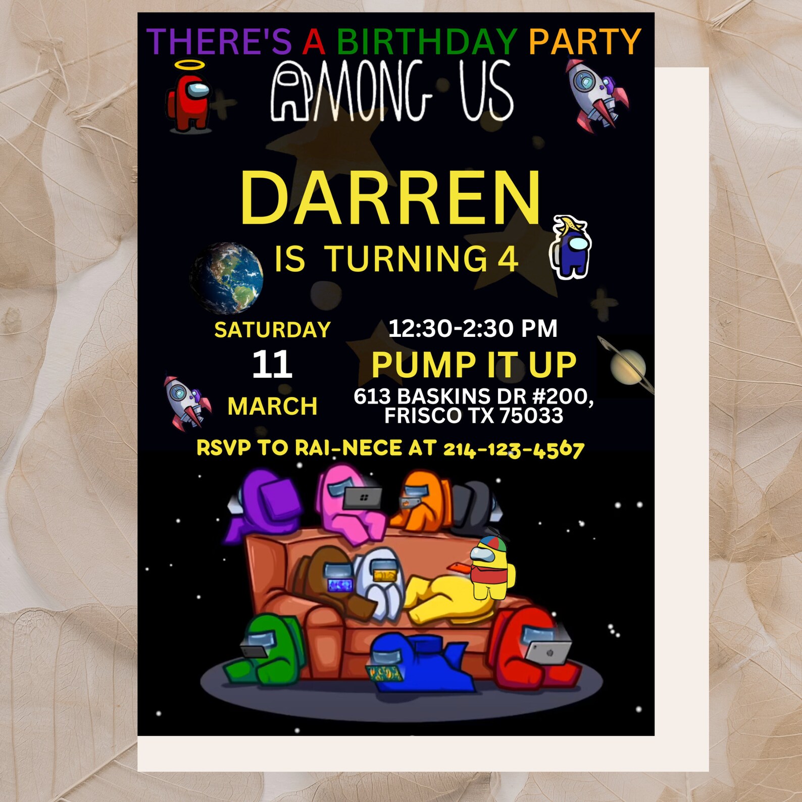Editable Among Us Birthday Invitation Template, Printable Amongus ...