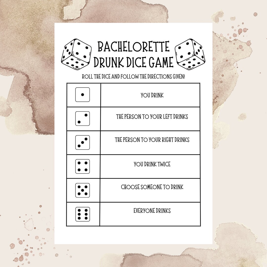 Editable Drunk Dice Game, Bachelorette Drinking Game, Hen Party Game, Premade Bachelorette Game ...