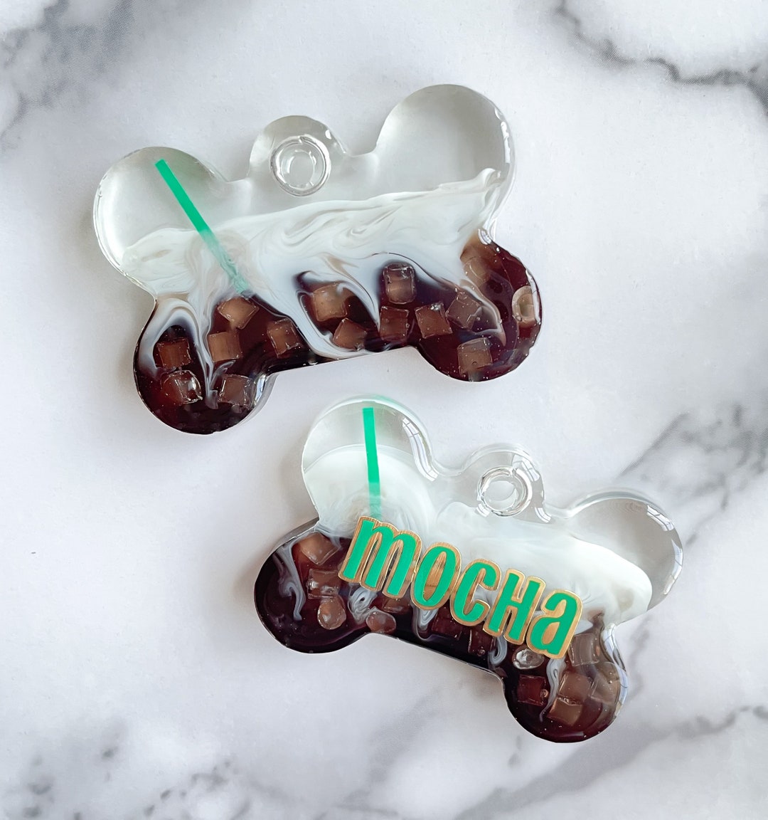 Mocha Iced Coffee Resin Pet Tag: Custom Dog ID, Frankie Tags - Etsy