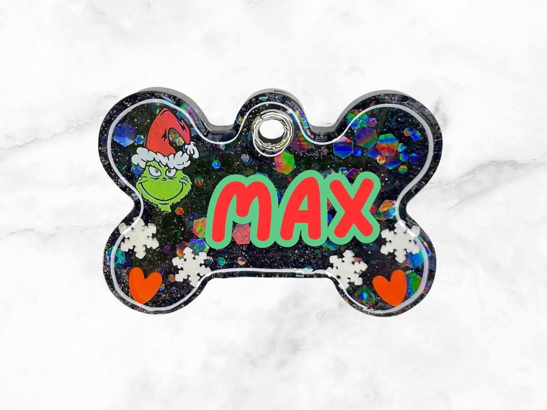 Grumpy Christmas Resin Dog Tag, Pet ID Tag, Puppy Must Haves, Christmas ...