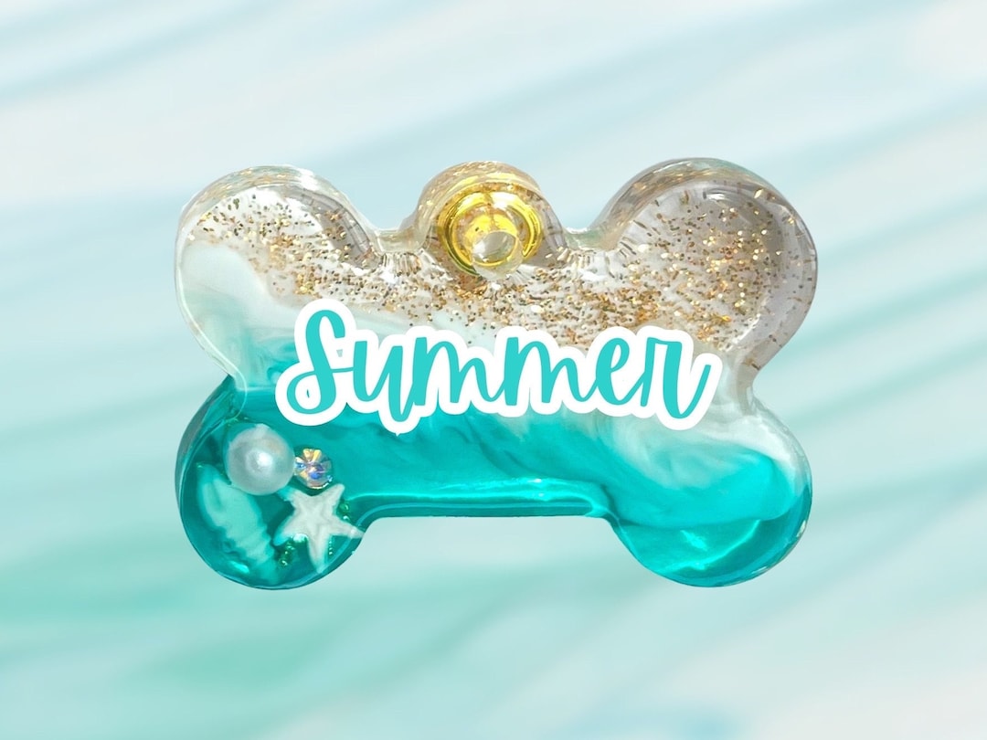 Ocean Resin Dog Tag: Glitter Beach Wave, Custom Pet ID, Frankie Tags - Etsy