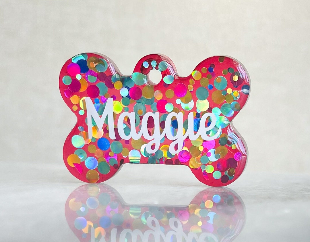 Maggie Resin Dog Tag, Pet ID Tag, Pet ID, Dog Tag Personalized, Dog Mom ...