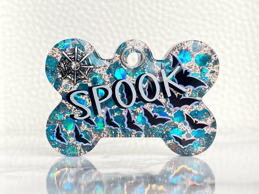 Spooky Bats Resin Dog Tag: Personalized Halloween Pet ID, Frankie Tags ...