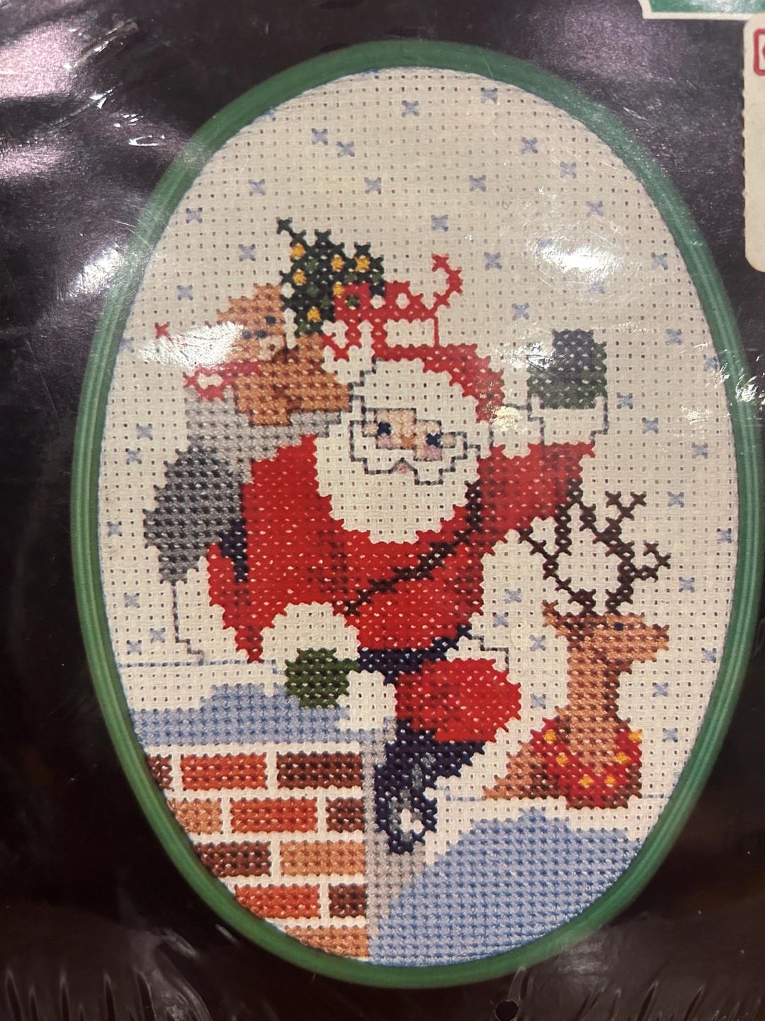 Oval Christmas Cross Stitch Vintage Wall Hanging Craft Kit Unused - Etsy