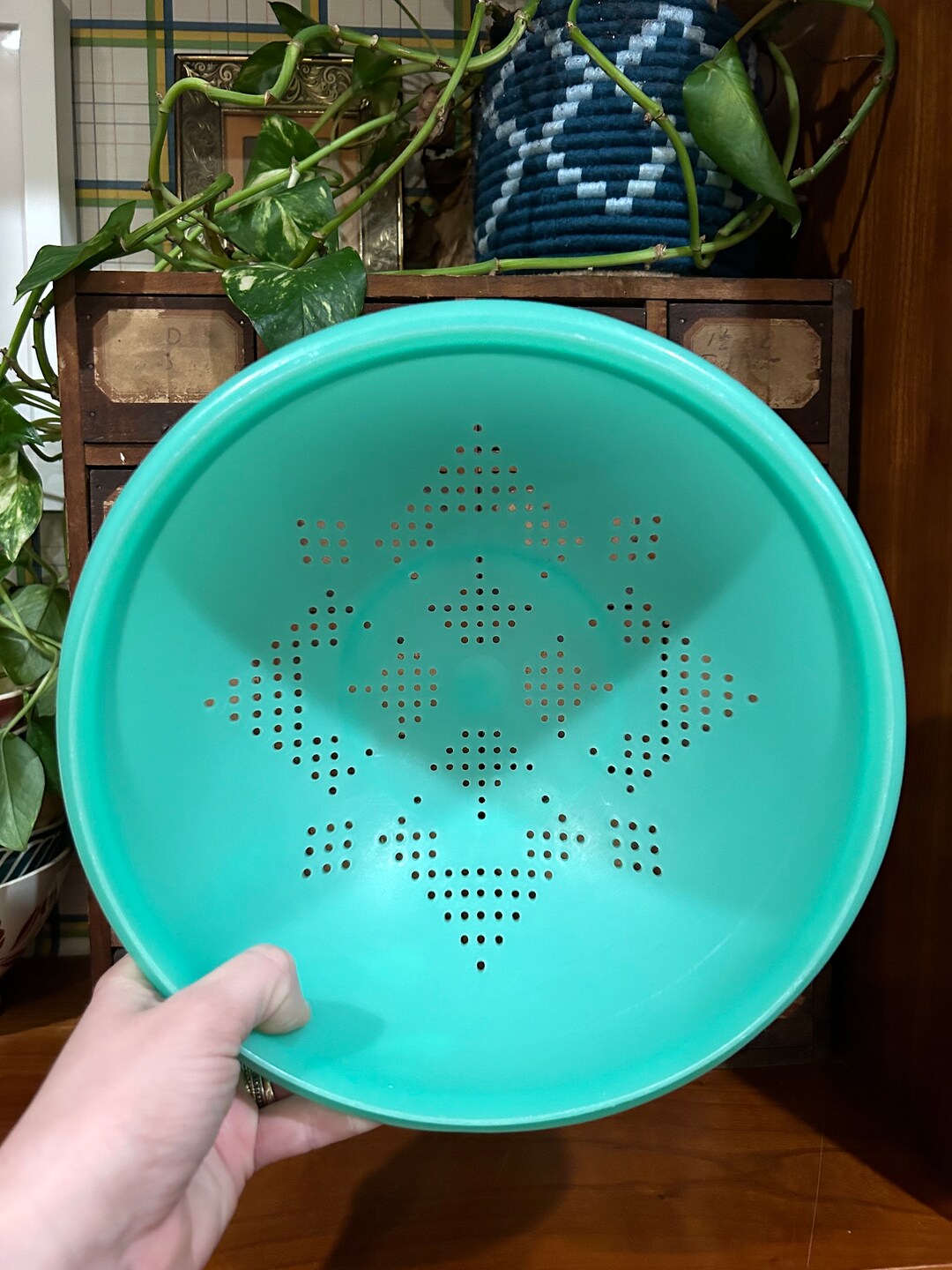 Vintage Tupperware Green Plastic Large Colander - Etsy