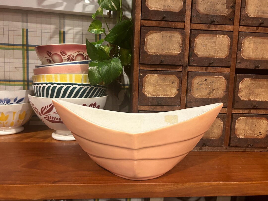 Vintage Ceramic Pink Boat Shaped Deco Planter - Etsy