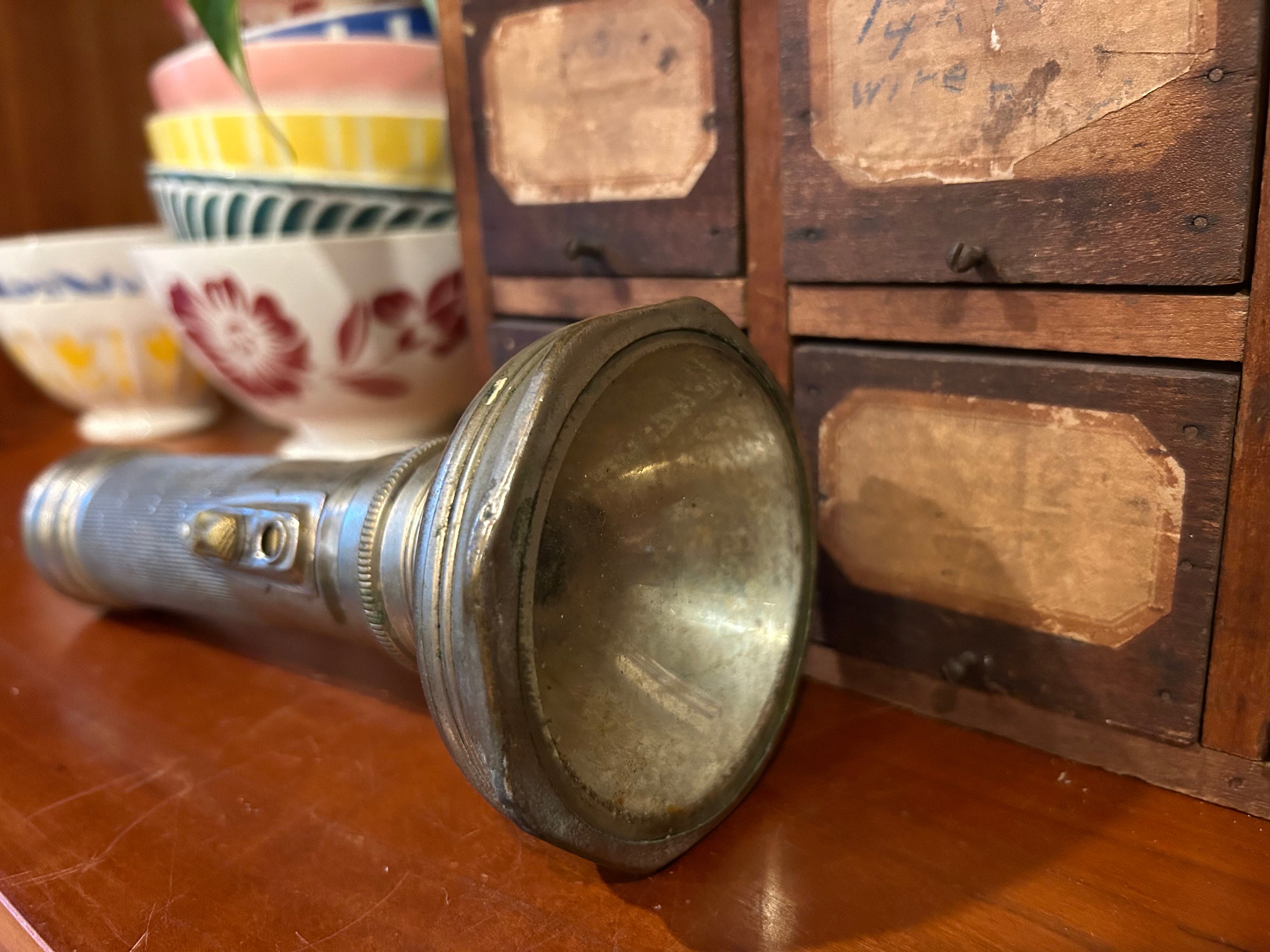 Vintage Old Metal Flashlight With Gorgeous Patina - Etsy