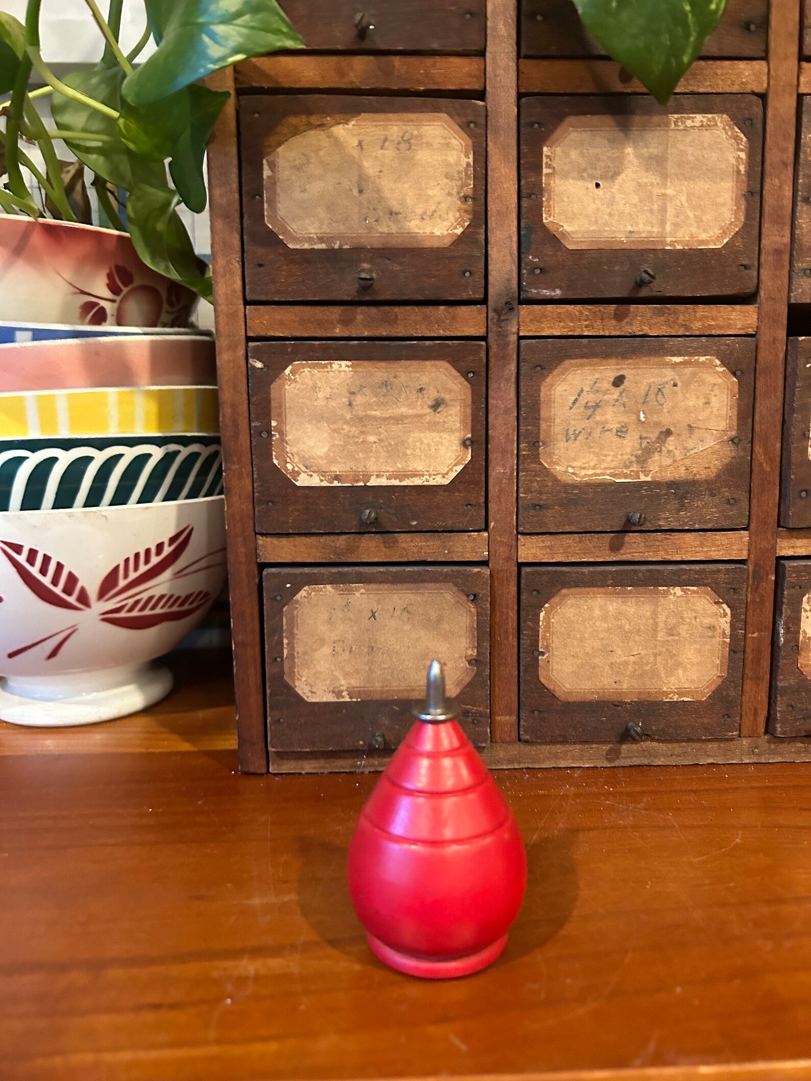 Primitive Set of Wooden Tops With Bright Bold Paint - Etsy