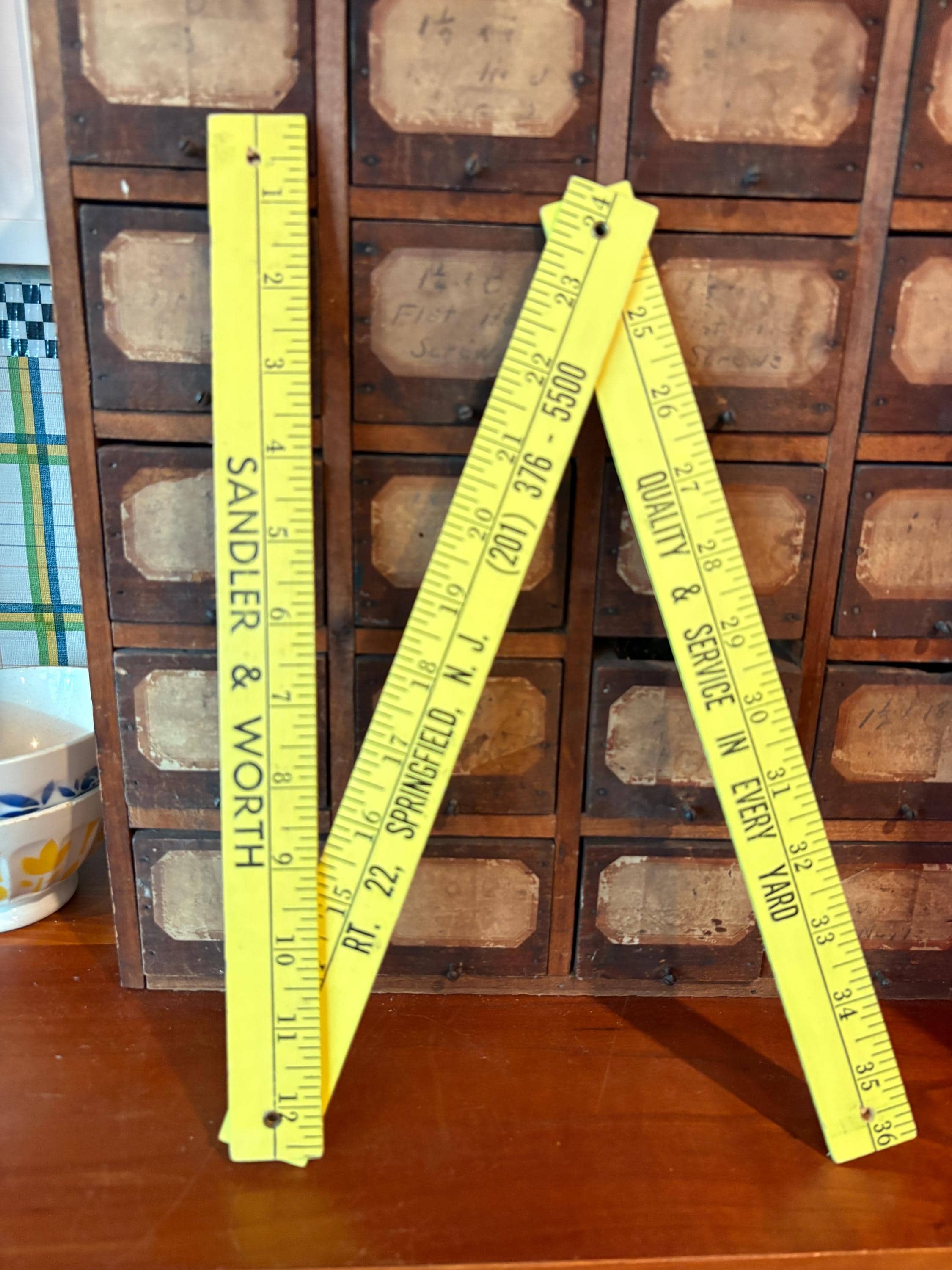 Vintage Folding Yard Stick Advertising Ruler in Bold Primary Yellow ...