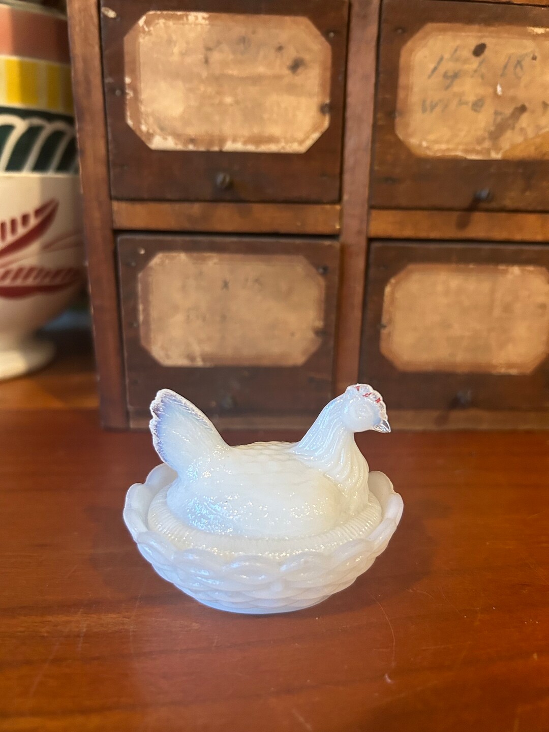 Mini Hen on Nest Chick Salt Cellar Dip Milk Glass Mosser USA, - Etsy
