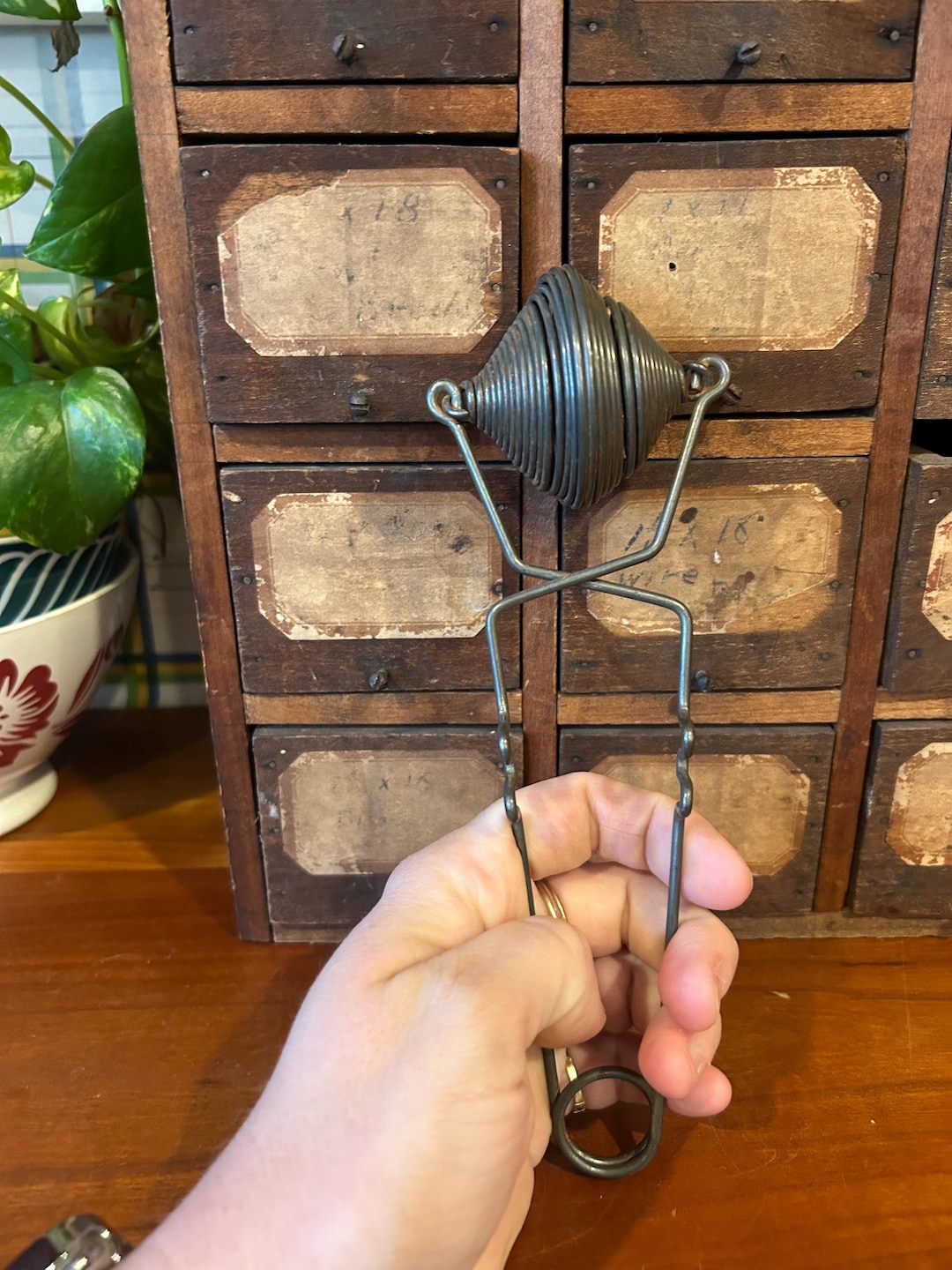 Primitive Expandable Whisk Flour Wand Unusual Wire Hand Held Egg Beater ...