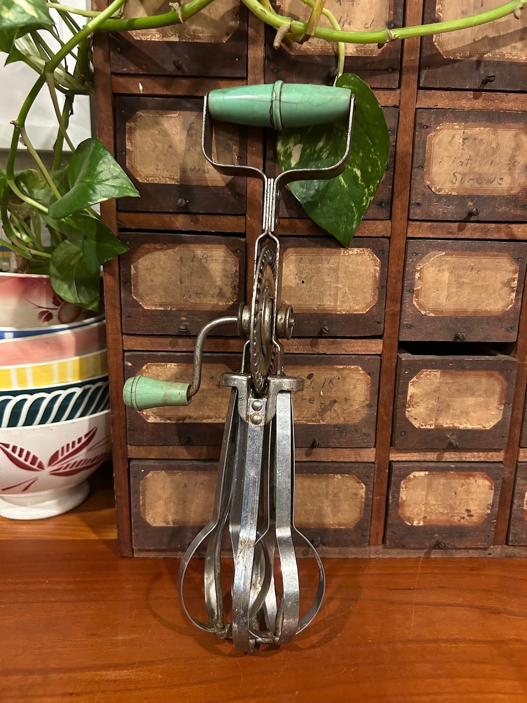 Antique Mint Green Handled Hand Mixer Primitive Farmhouse - Etsy
