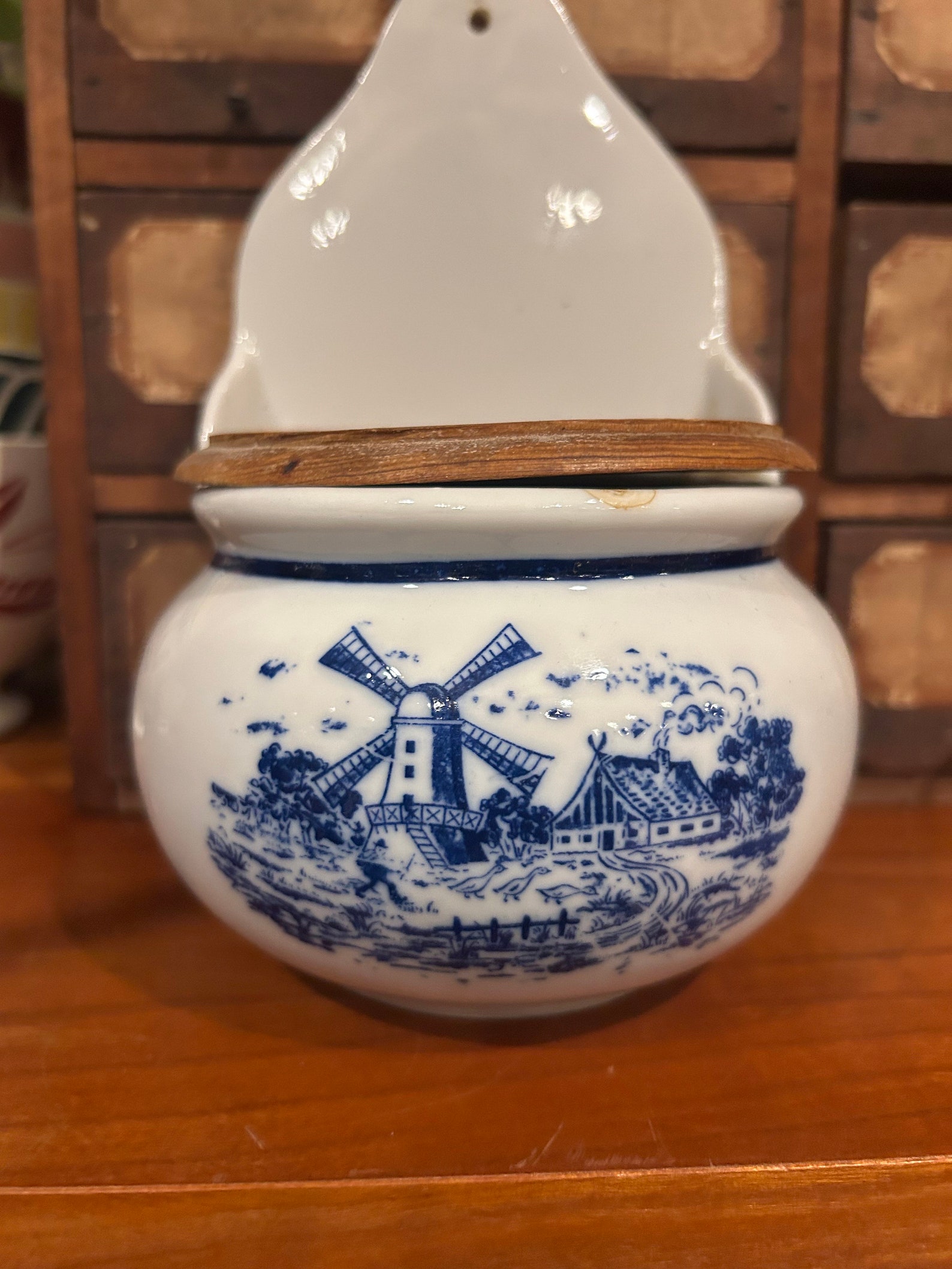 Delft Style Salt Cellar With Windmill - Etsy