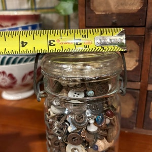 Primitive Glass Jar of Vintage Buttons and Notions - Country Decor - Etsy