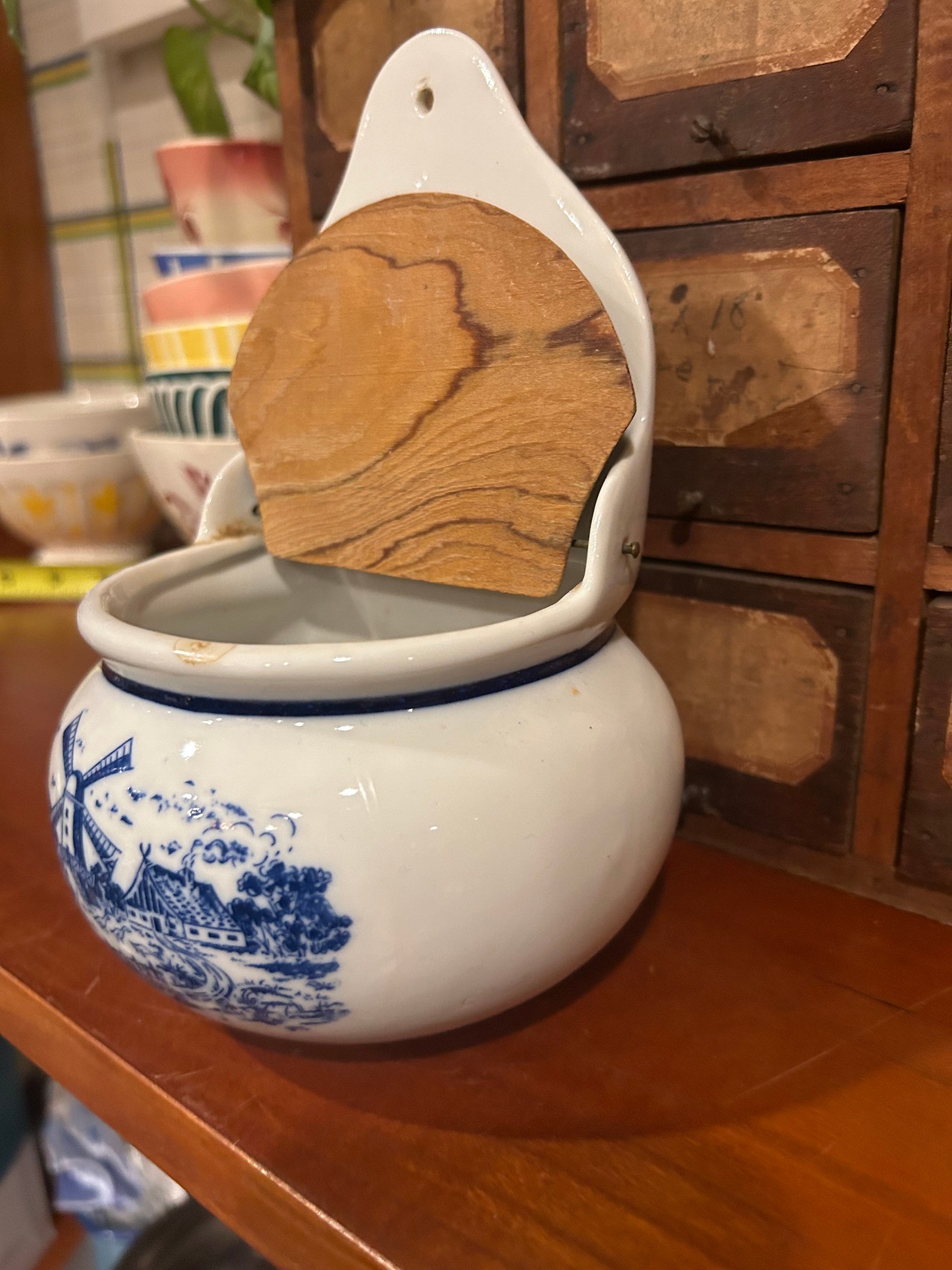 Delft Style Salt Cellar With Windmill - Etsy