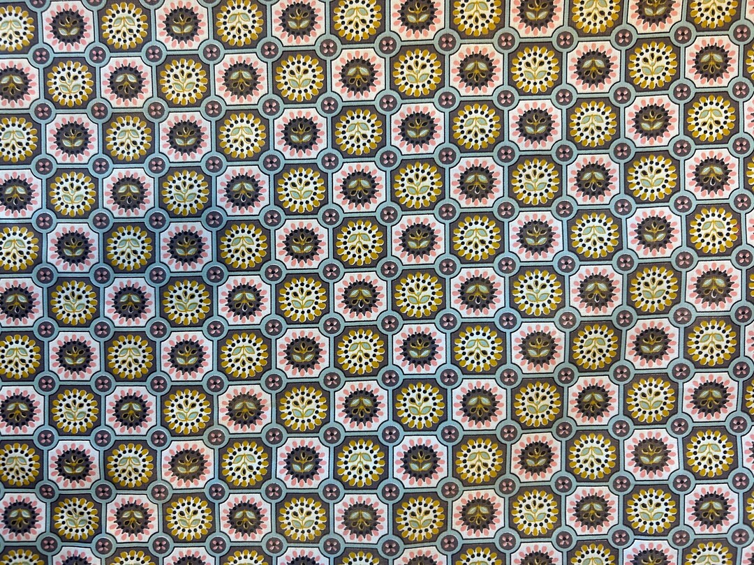 1950's Mosiac Floral Chintz Novelty Fabric 35-1/2" Wide X 8 Yards ...