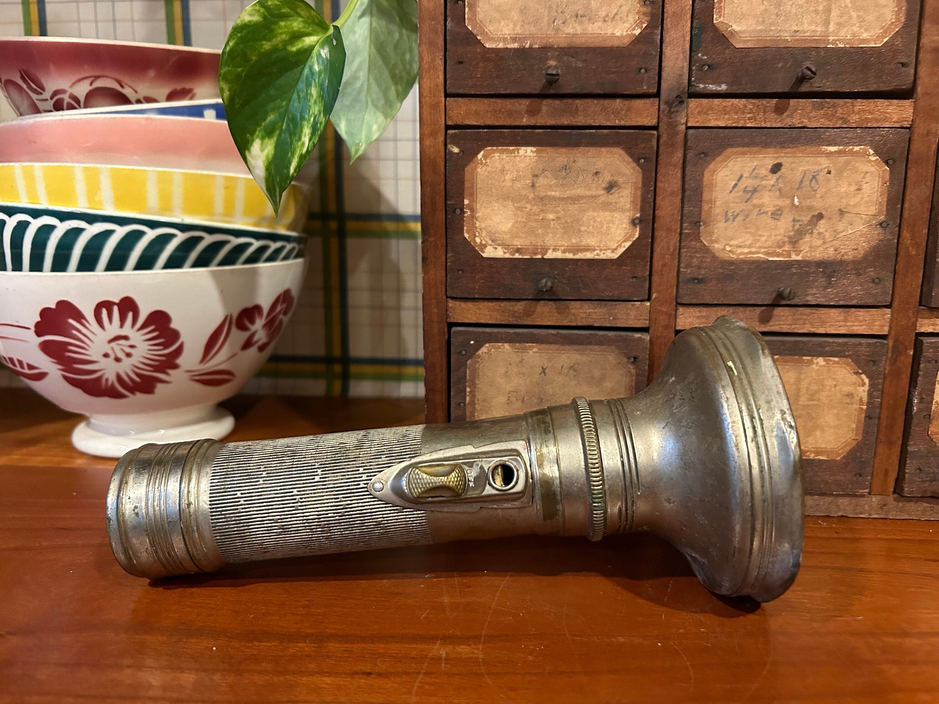 Vintage Old Metal Flashlight With Gorgeous Patina - Etsy