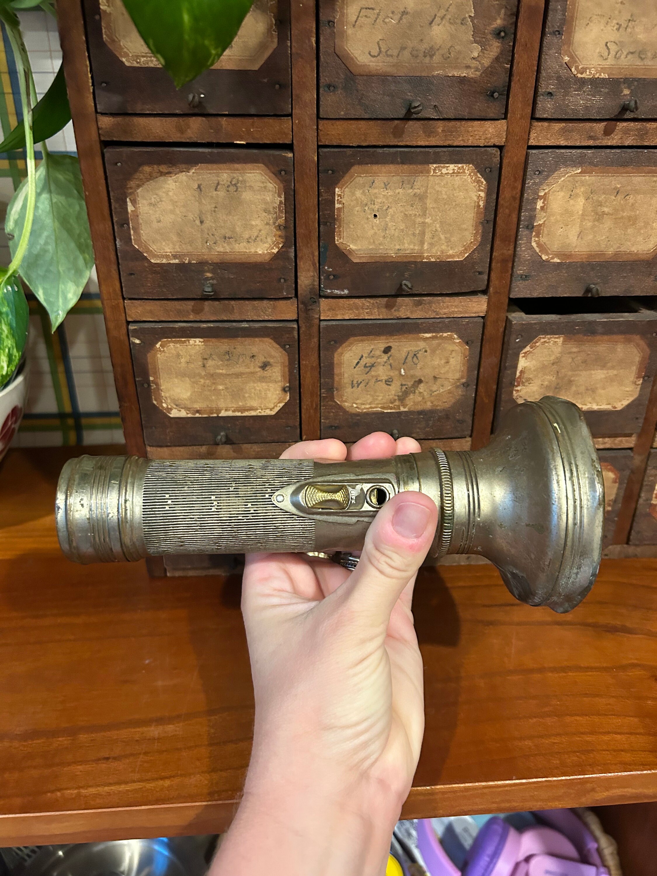 Vintage Old Metal Flashlight With Gorgeous Patina - Etsy
