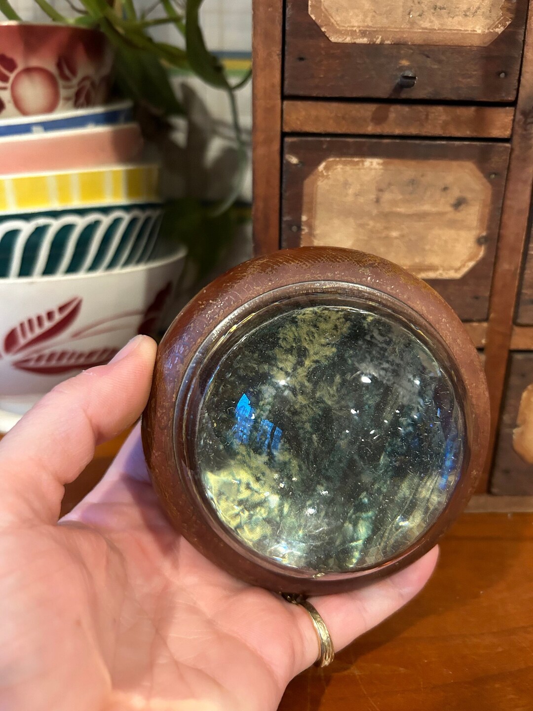 Vintage Glass Domed Landscape California Red Wood Paperweight Decor ...
