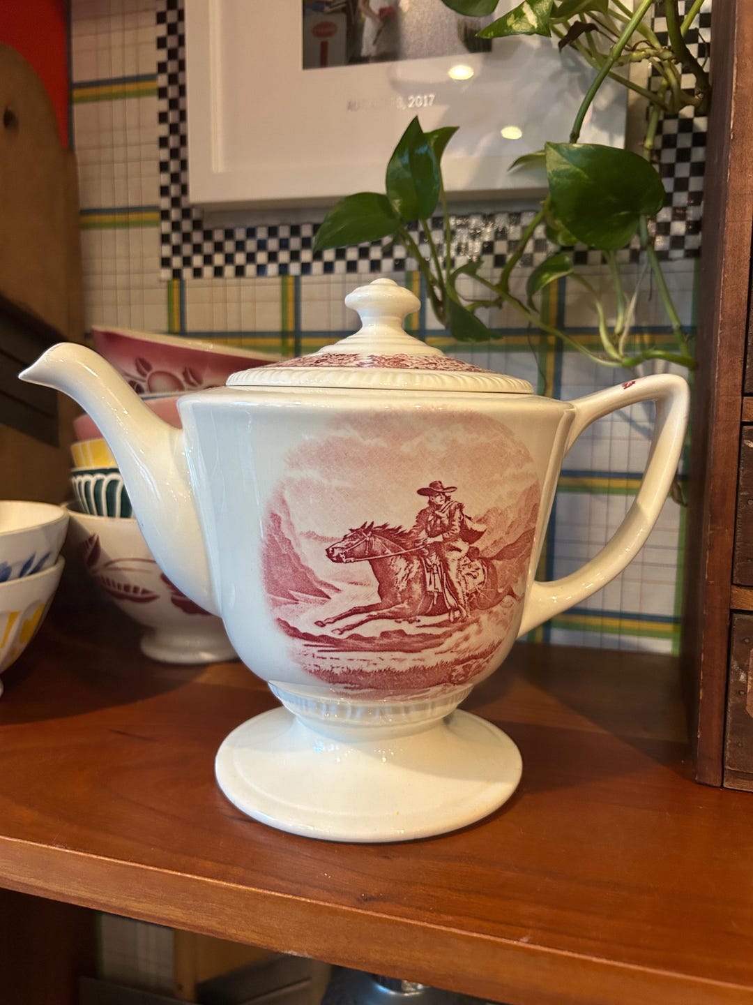 Rare Cowboy Teapot Rare Historical America Red by Homer Laughlin 1955 ...