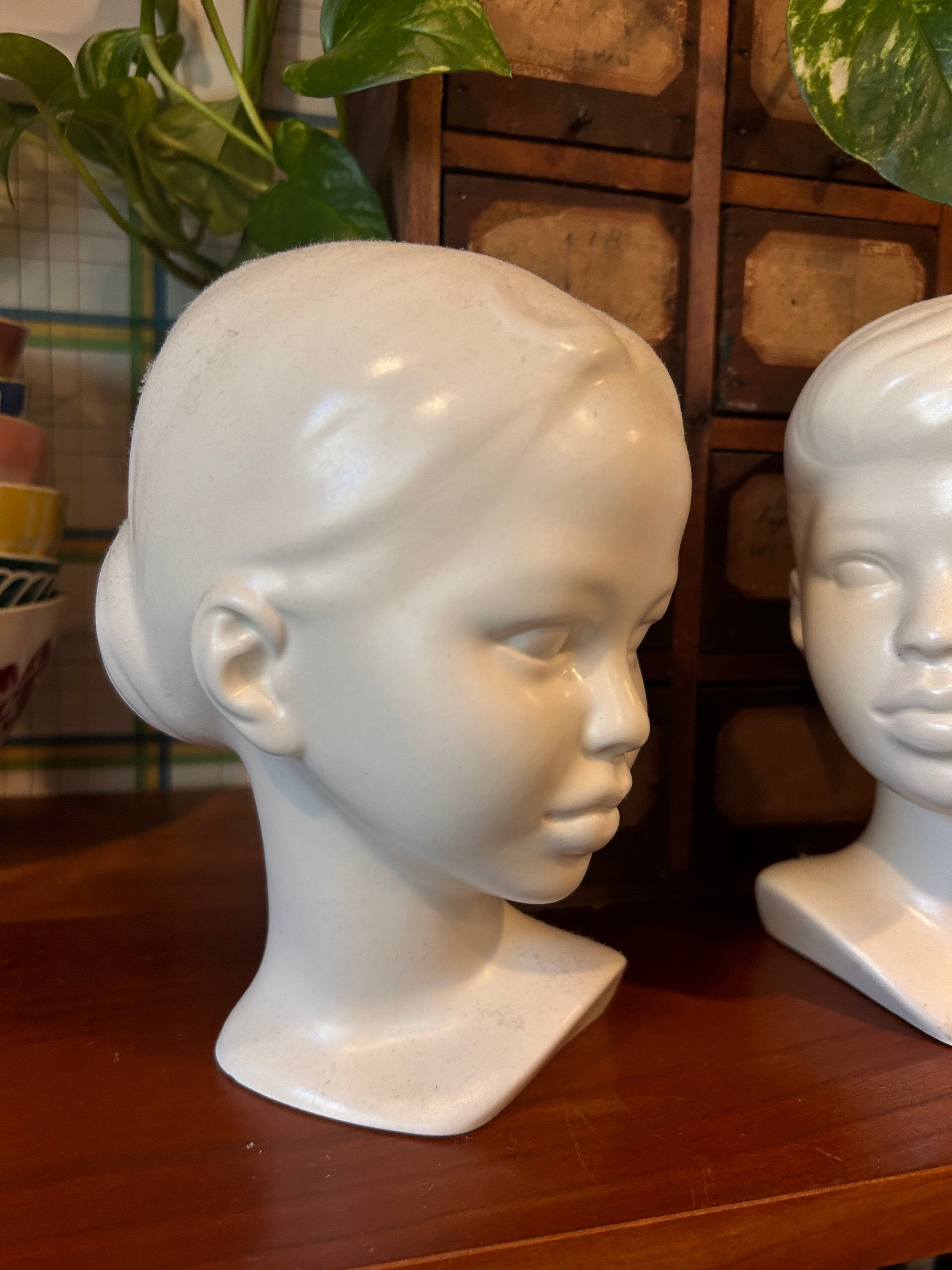 60s Busts of Young Boy and Girl White Ceramic Vintage - Etsy
