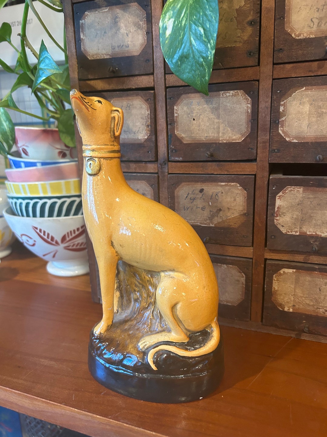 Deco Chalkware Style Dog Statue Figurine Vintage - Etsy