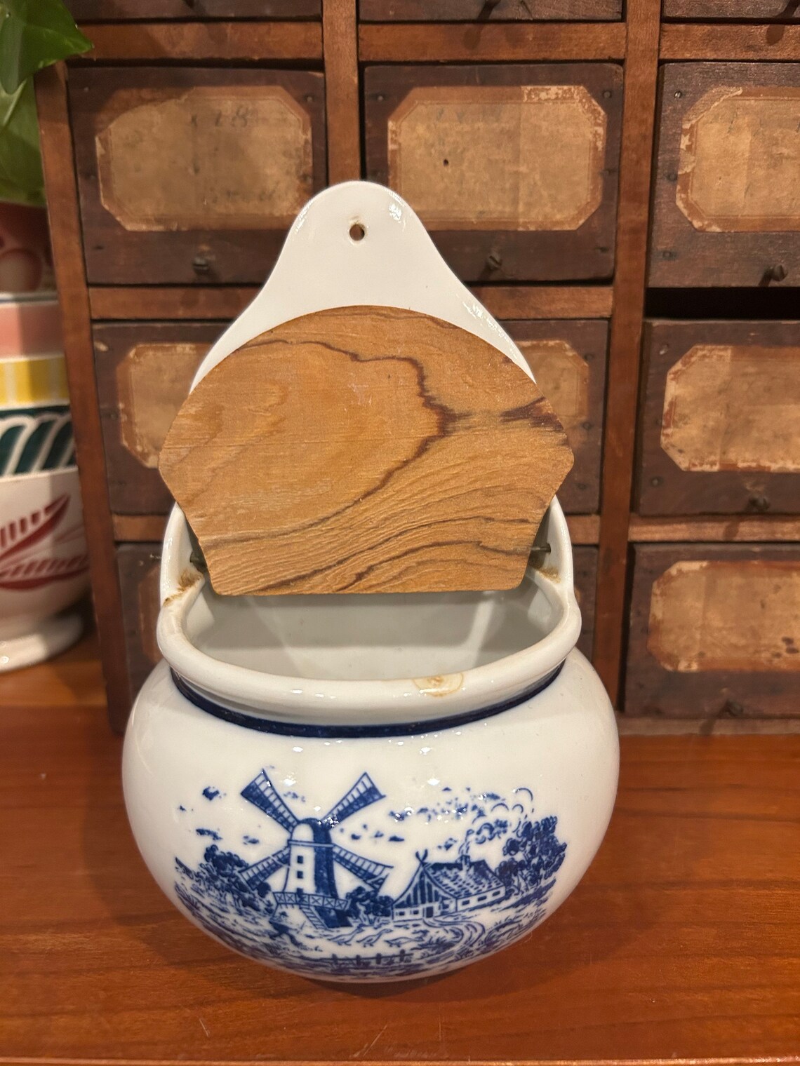 Delft Style Salt Cellar With Windmill - Etsy