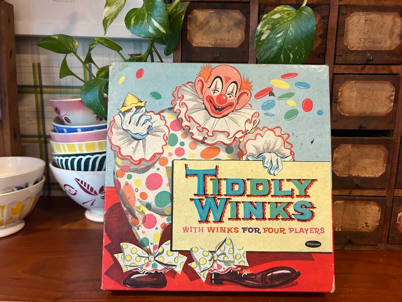Vintage 1950s Tiddly Winks Game Box, Whitman Clown Graphic - Etsy
