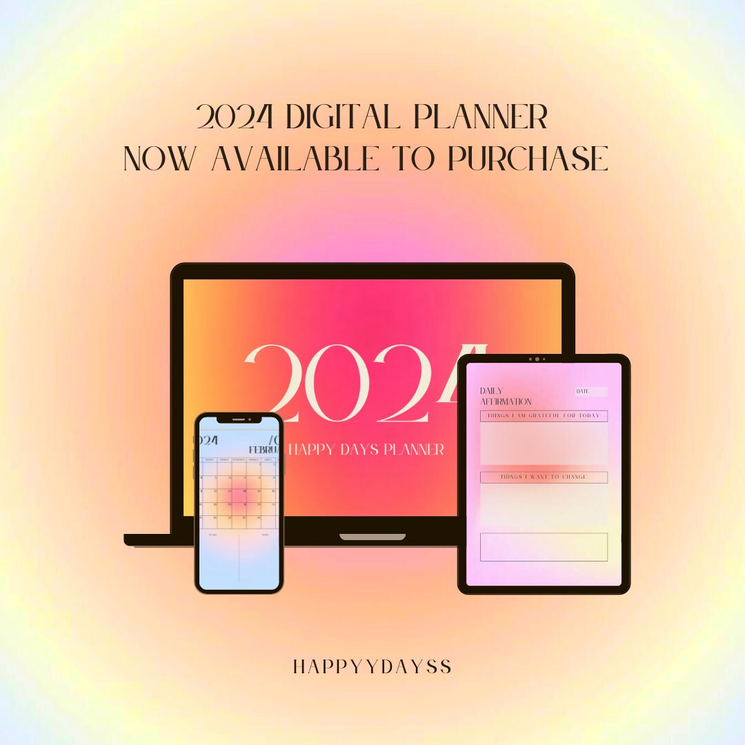 Happyydayss Digital 2024 Planner | 2024 Digital Planner for Goodnotes ...