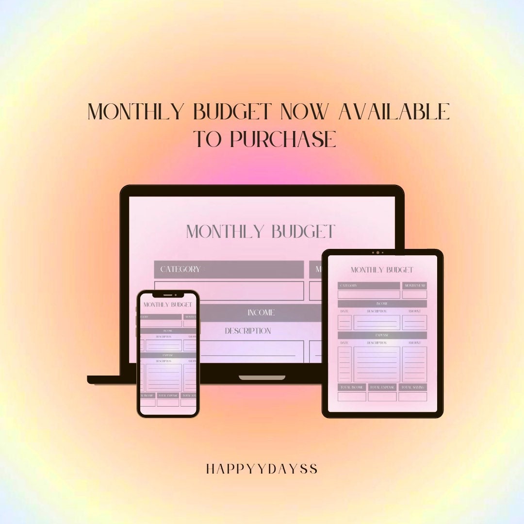 Monthly Budget Planner for Goodnotes, Notability, iPad & Tablet ADHD ...