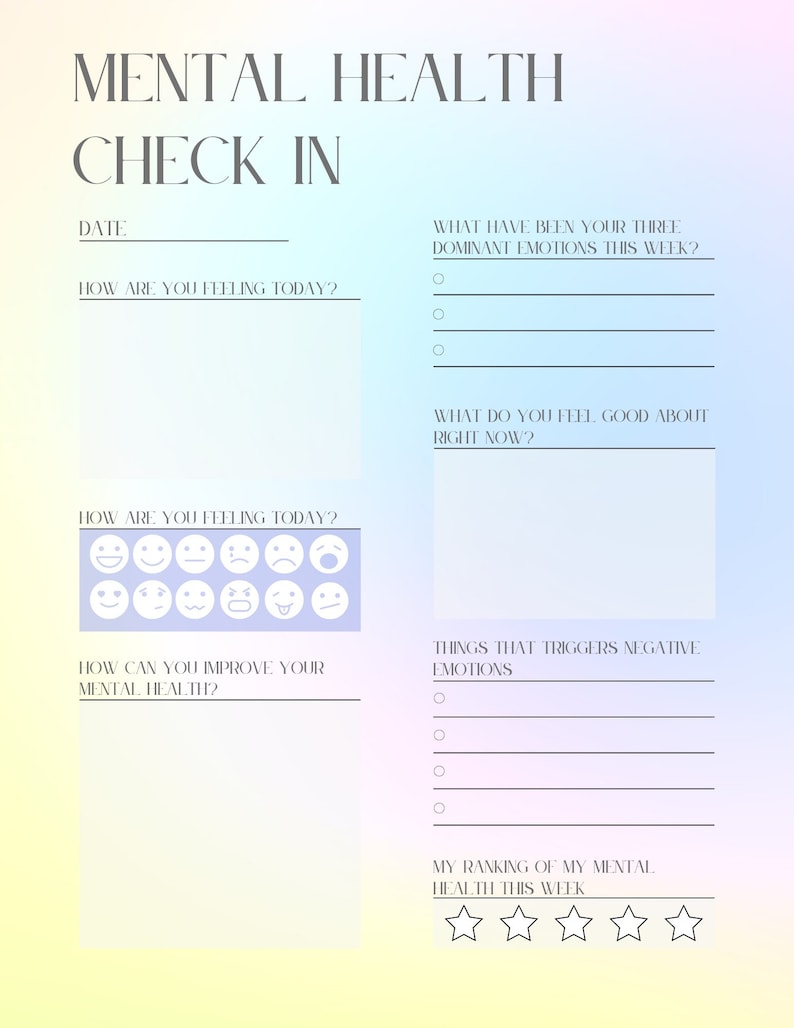 Mental Health Check in Planner for Goodnotes, Notability, iPad & Tablet ...
