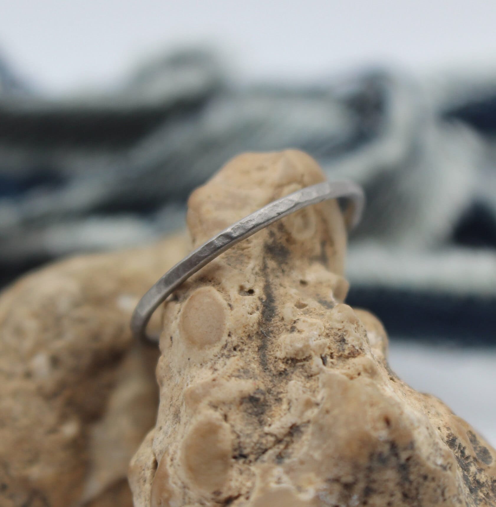 Titanium Ring Rough Hammered Stackable Ring Handmade D&D - Etsy