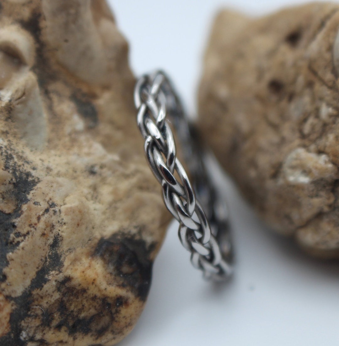 Braided Titanium Wedding Band Stackable 4 Cord Woven Celtic Ring - Etsy