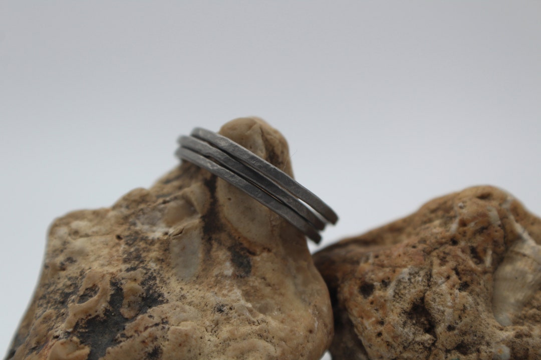 Titanium Hammered Stackable Rings Matte Finish Handmade Set - Etsy
