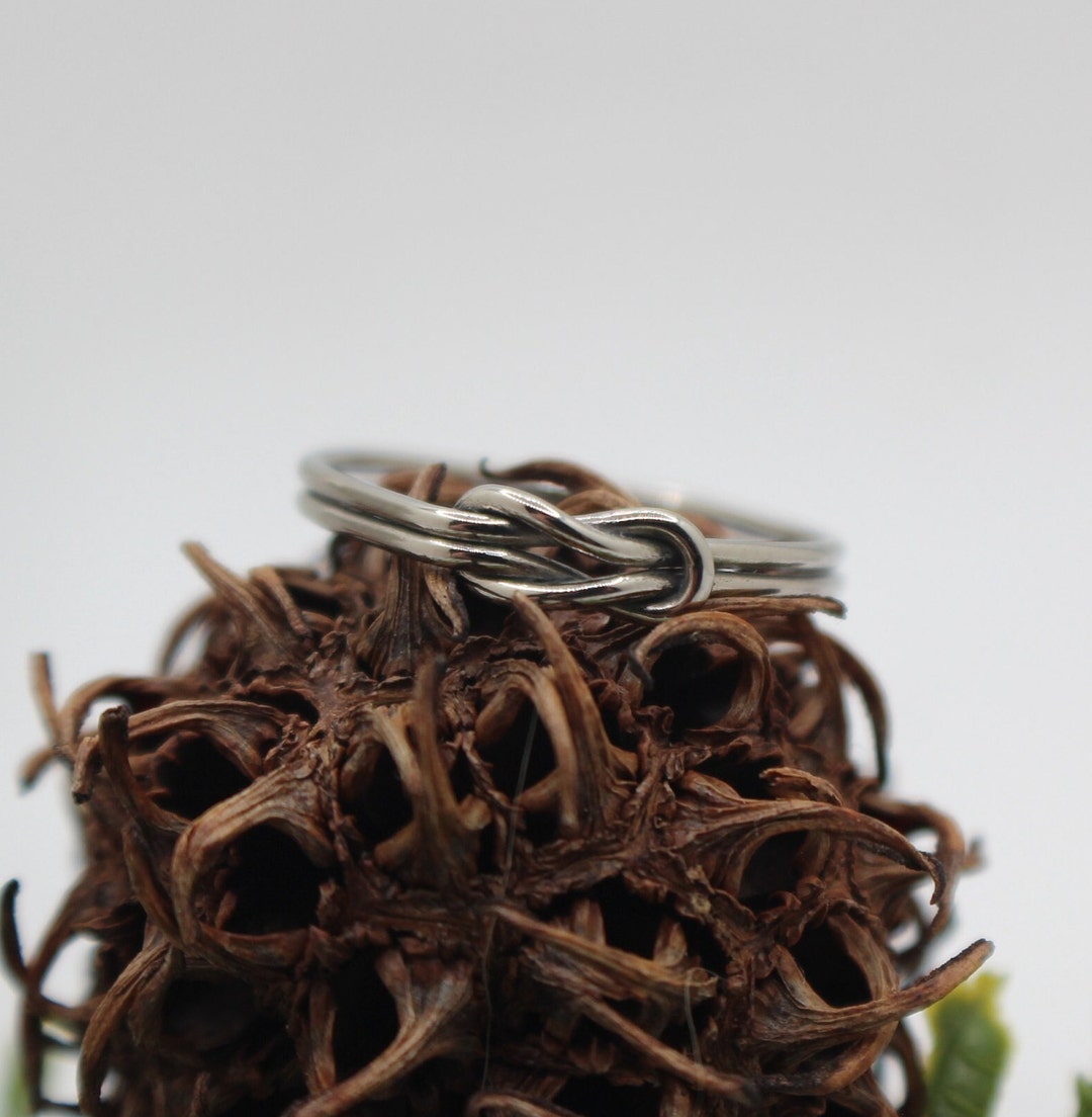 Thin Celtic Double Knot Titanium Wedding Band Stackable Handmade Ring ...