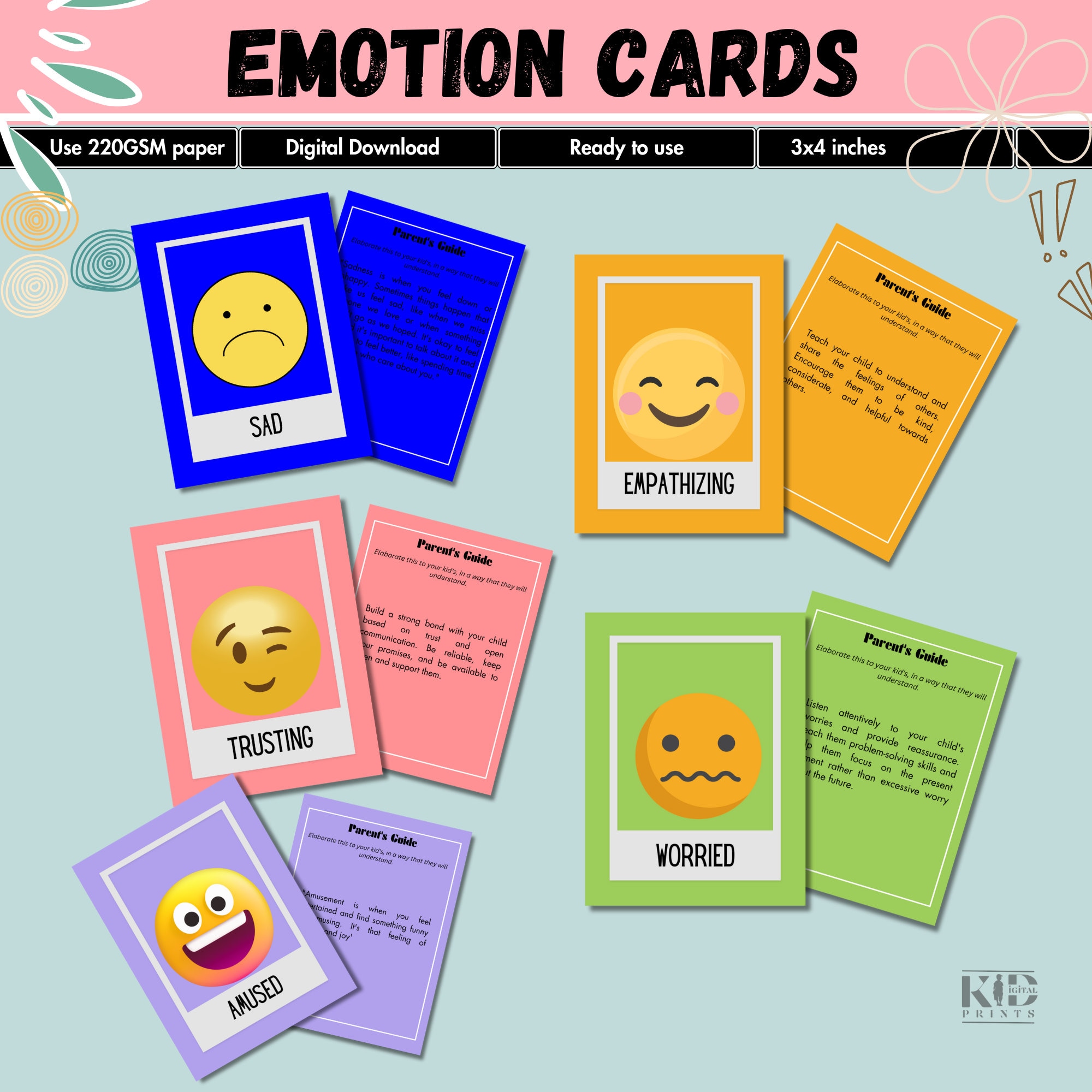 Emotion Flash Cards Feelings Card Flash Cards for Kids Toddler - Etsy
