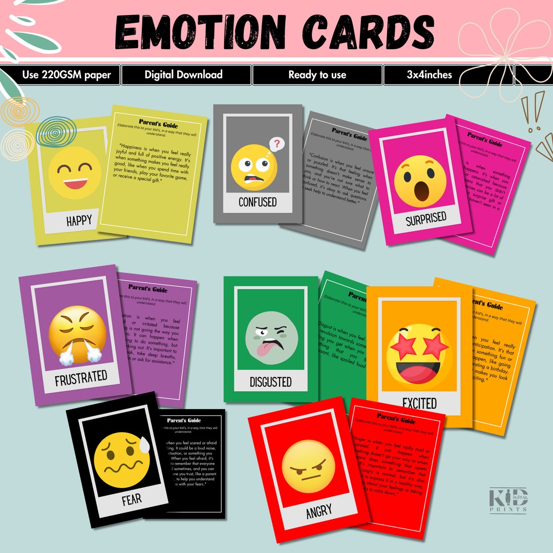 Emotion Flash Cards Feelings Card Flash Cards for Kids Toddler - Etsy