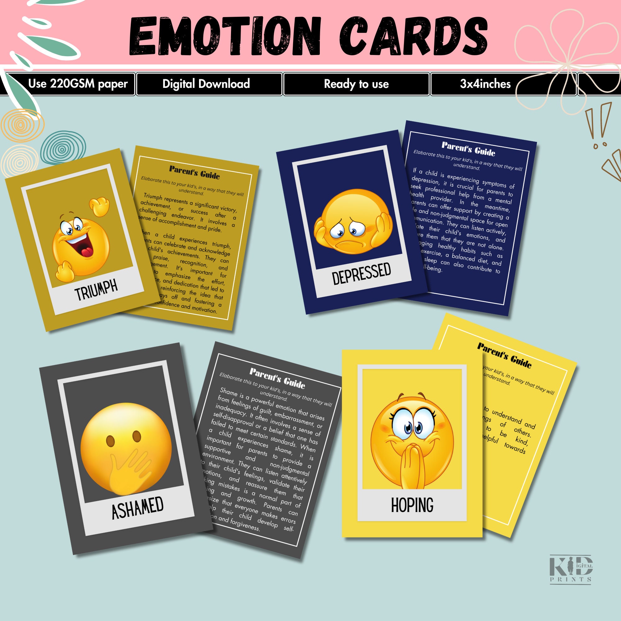 Emotion Flash Cards Feelings Card Flash Cards for Kids Toddler - Etsy