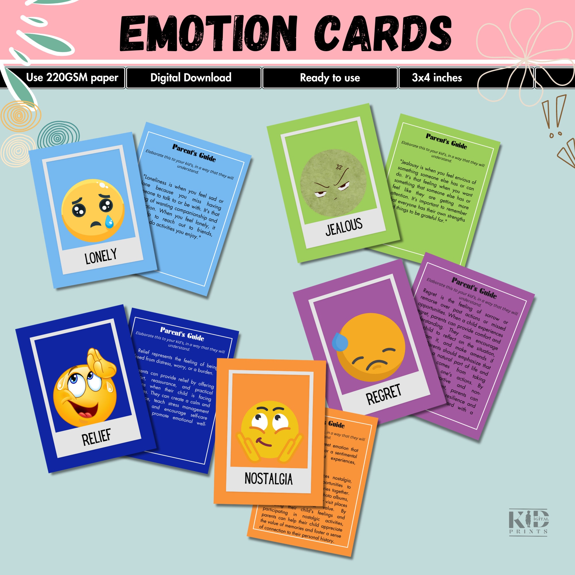Emotion Flash Cards Feelings Card Flash Cards for Kids Toddler - Etsy