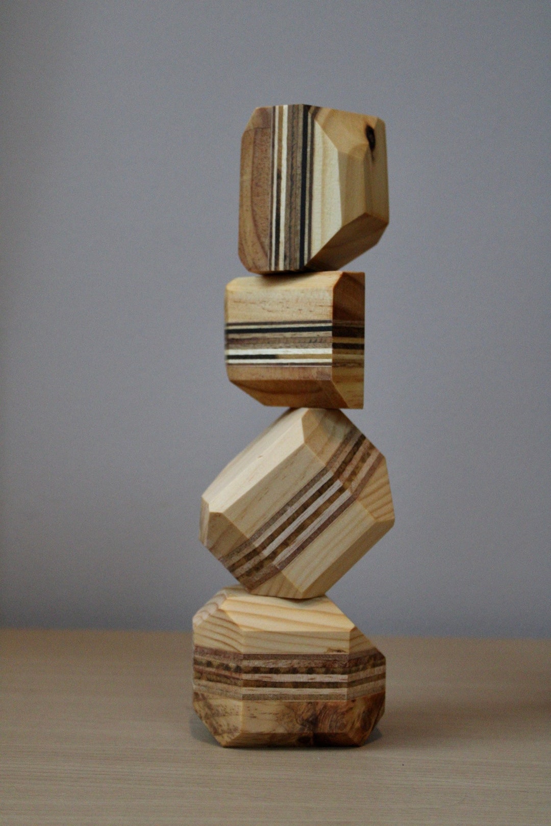 Handmade Wooden Stacking Toy | Montessori Gem Blocks, Fine Motor Skills ...