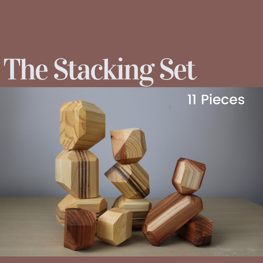 Wooden Stacking Rocks Handmade Balance Stones Family Relaxation Game ...