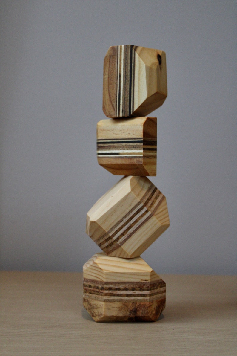 Wooden Stacking Rocks Handmade Balance Stones Family Relaxation Game ...