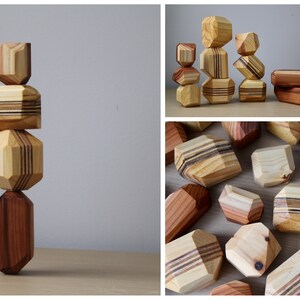Wooden Stacking Rocks Handmade Balance Stones Family Relaxation Game ...