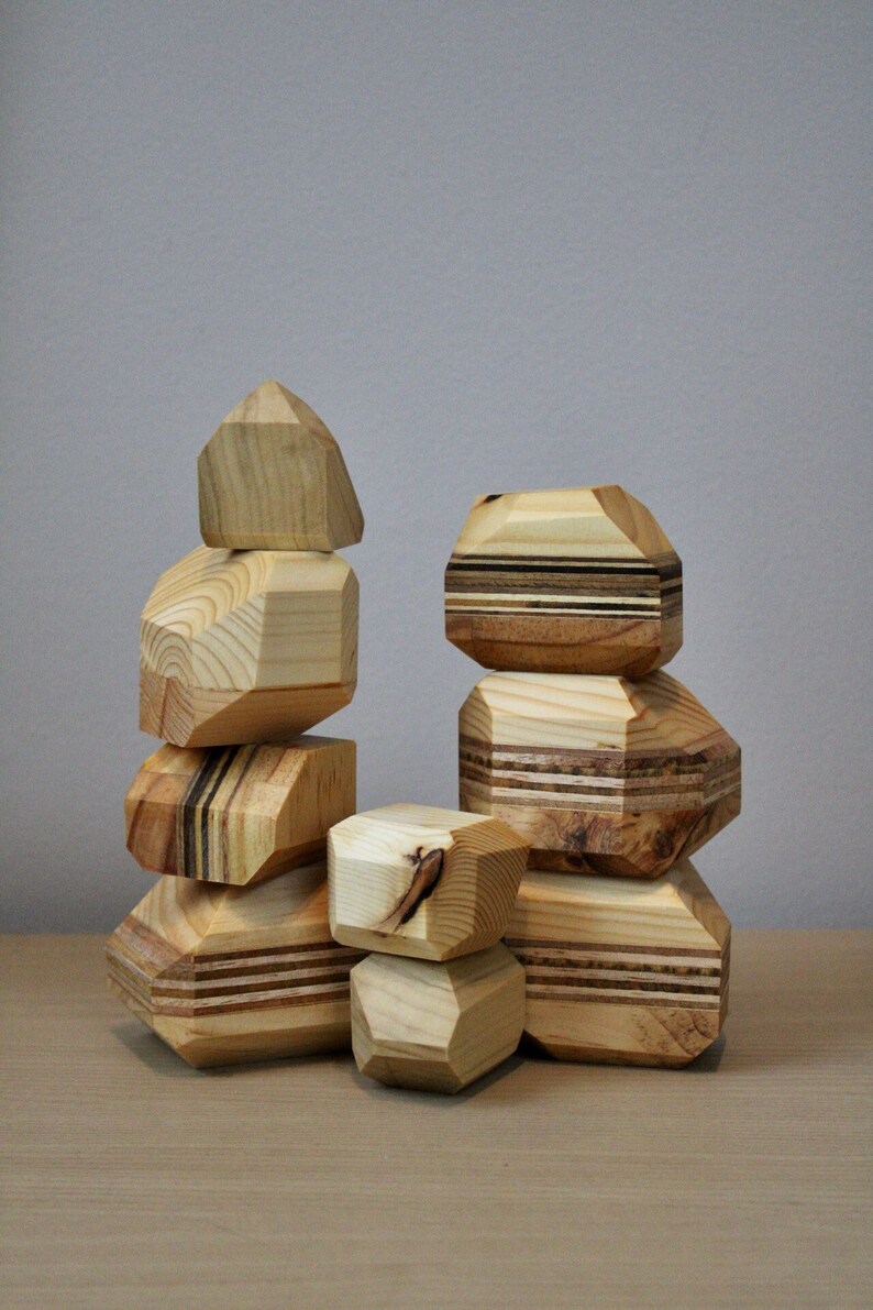 Wooden Stacking Rocks Handmade Balance Stones Family Relaxation Game ...