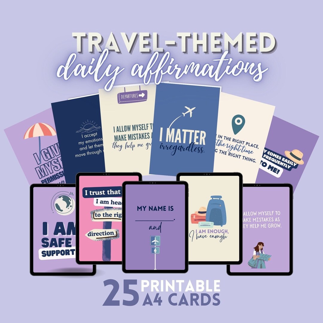 Affirmation Printable Cards Multi-purpose Travel-themed Affirmation ...