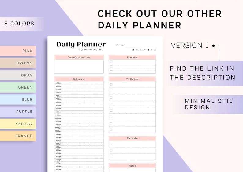 30-minute Daily Planner Printable Daily Schedule to Do - Etsy