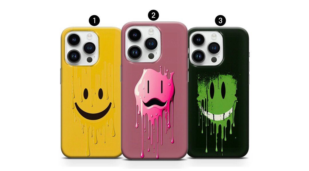 Smiley Face Case Dripping Paint Smile Funk Art Yellow Pink Cover iPhone ...