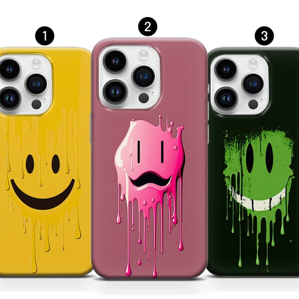 Dripping Smiley Face Phone Case - Etsy